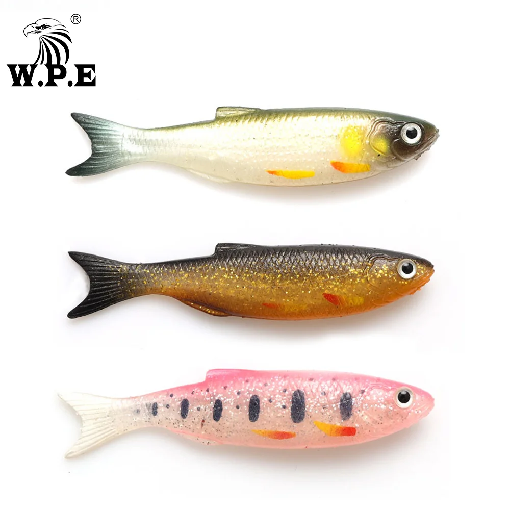 W.P.E fish 9mm 7g 6PCS/pack Simulation soft fishing Lures Artificial ...