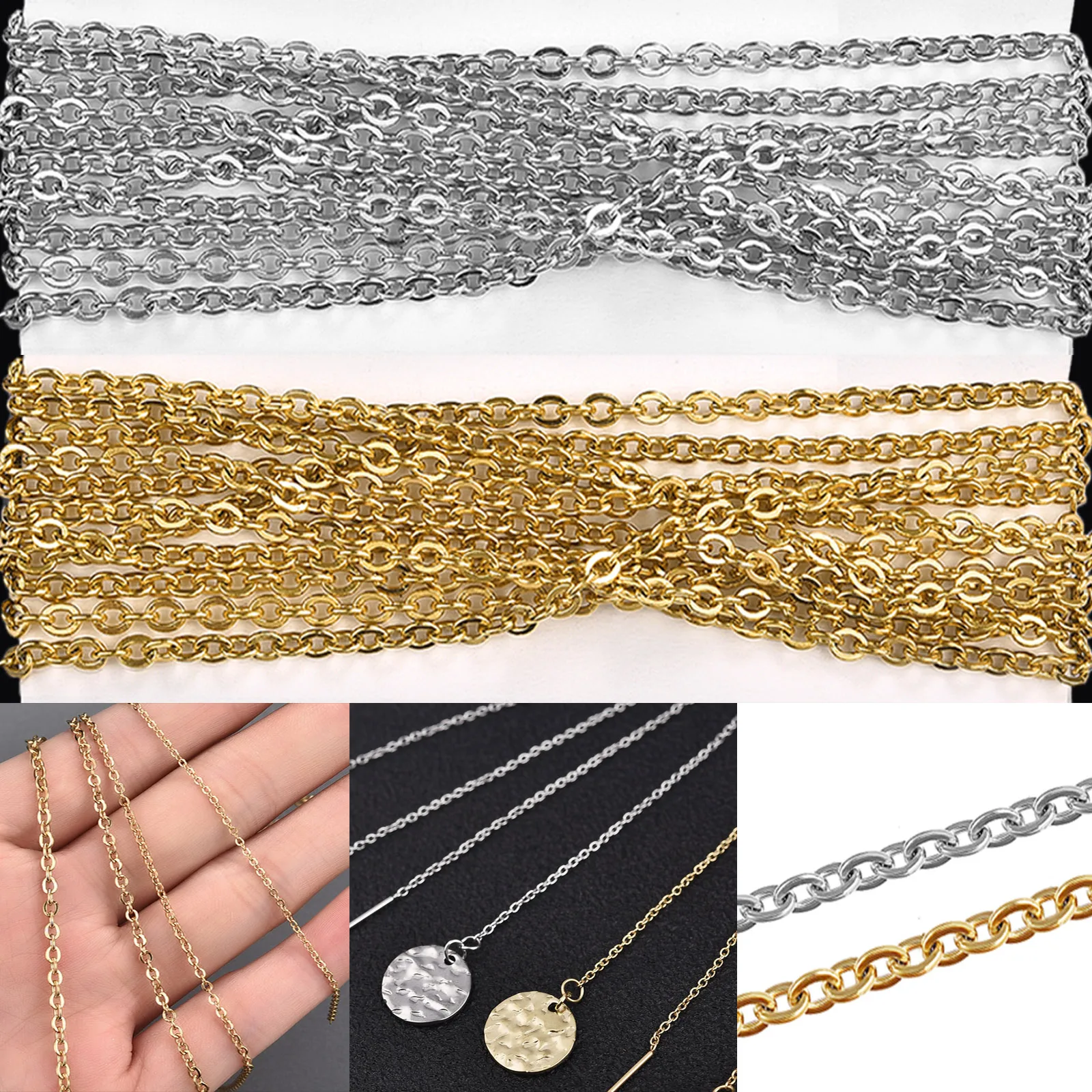 2 Meter Stainless Steel Chain DIY Chains Jewelry Making 1/1.5/2/2.5mm ...