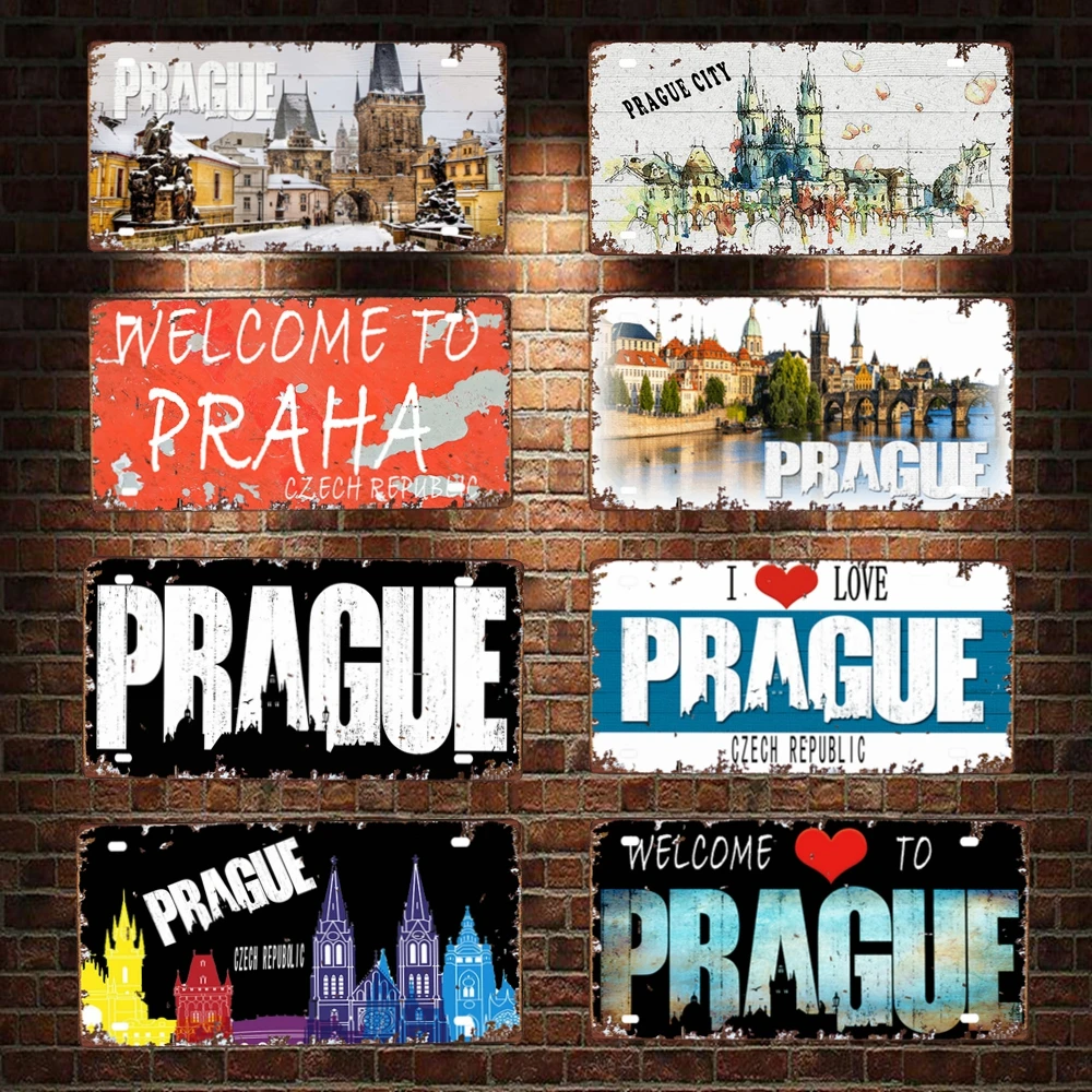30X15CM Welcome To Prague Vintage Metal Sign Travel Souvenir Plaque For ...