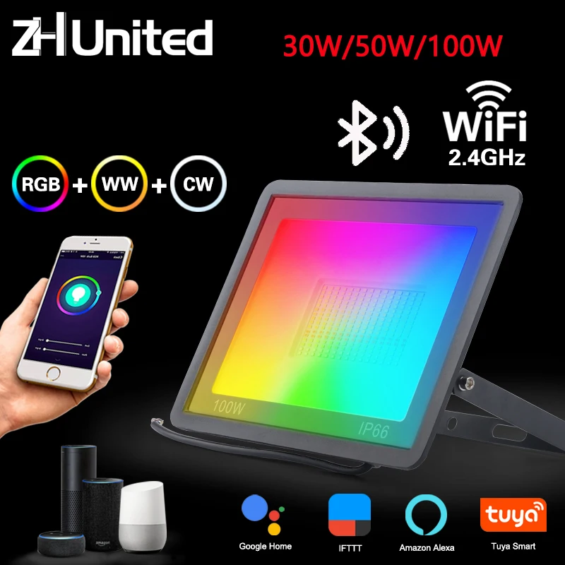 30w 50w 100w Spotlight Ip66 Smart Floodlights Led Garden Stage Wifi ...