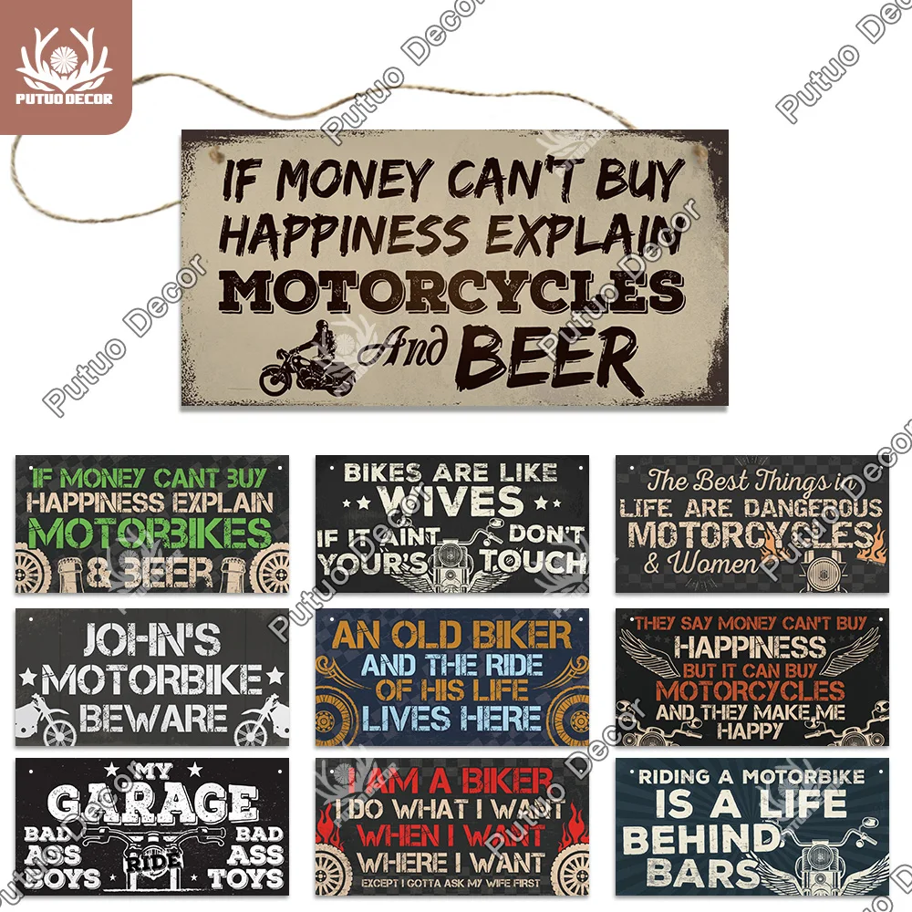 Putuo-Decor-Motorcycle-Wooden-Signs-Hanging-Plaque-Plaque-Wood-for ...