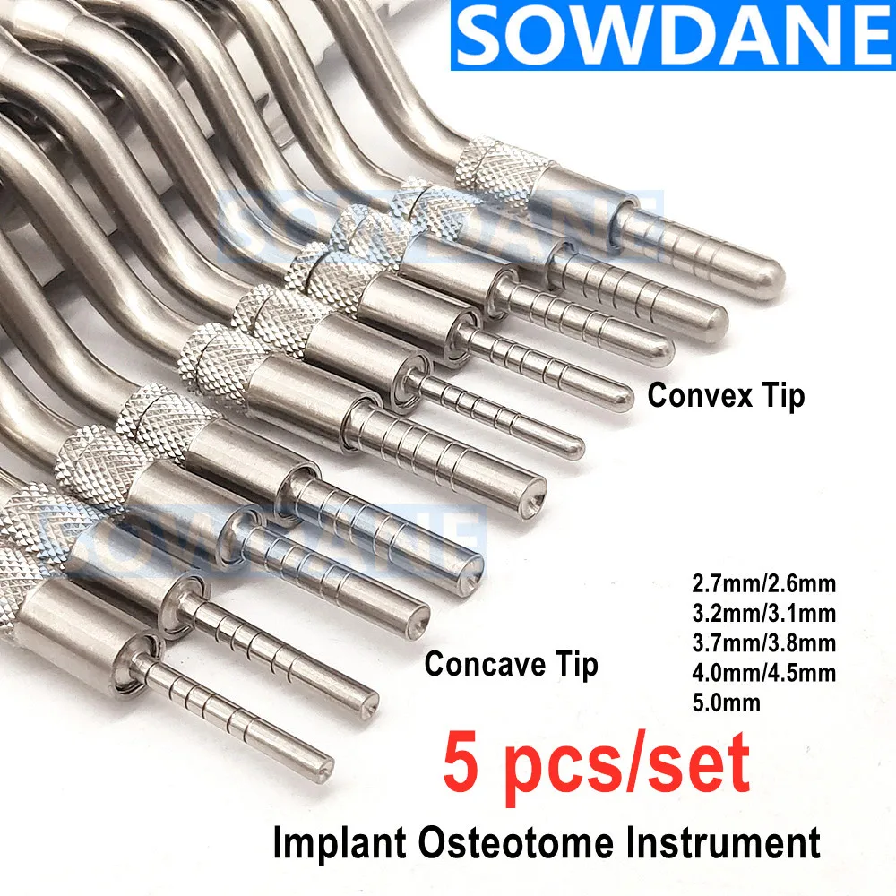 5pcs Set Dental Implant Osteotome Instrument Tool Sinus Lifting Lift Tool Convex Or Concave Tip ...