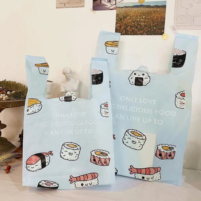 50pcs-Plastic-Sushi-Bag-Cute-Blue-Rice-Ball-Cake-Cookies-Food-Takeaway ...