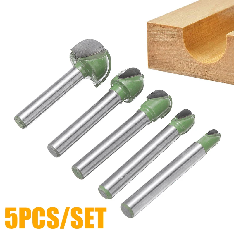 5pcs 6 18mm Ball Nose End Mills Milling Cutter 6mm Shank Carbide Router ...