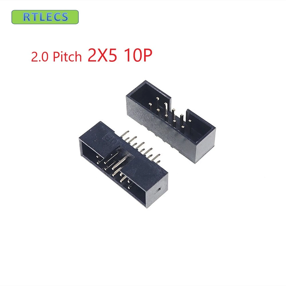 10 Pcs Box Header 10 Pin 2x5P 2.0mm Pitch Male Shrouded PCB straight IDC Socket dual rows space ...