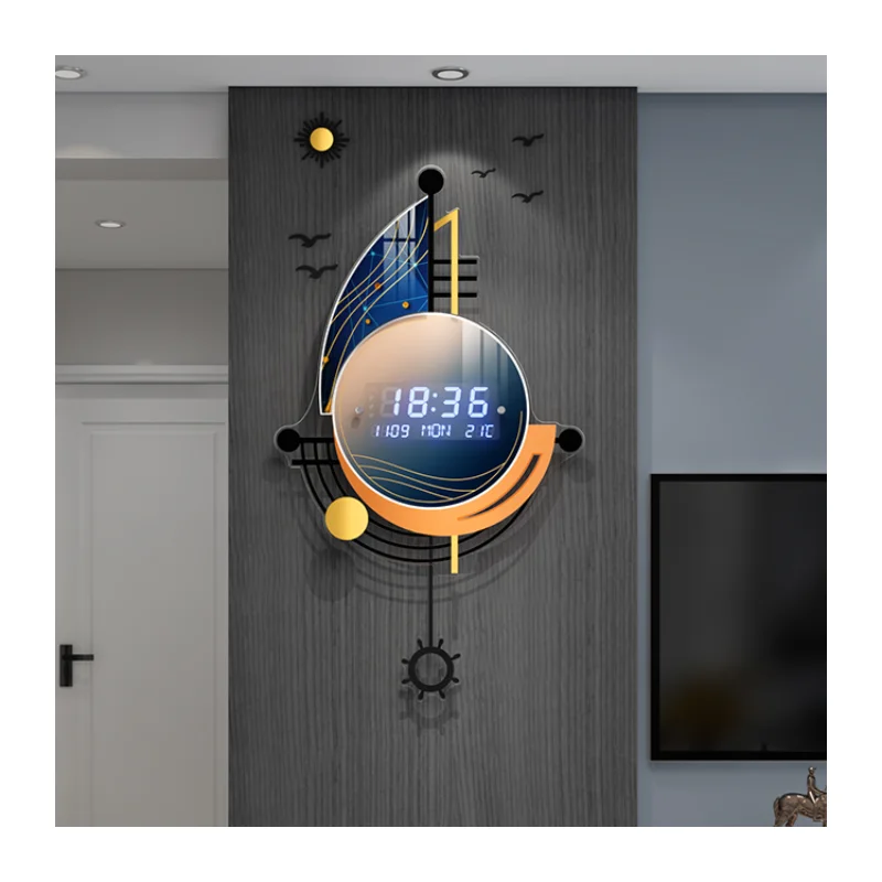 3d Acrylic Mirror Wall Sticker Clock Smart Led Digital Mute Wall Clock ...