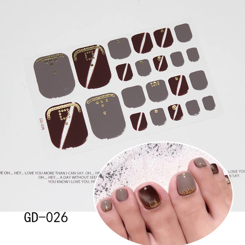 GD-043 -Autocollants à ongles pour femmes, 1 pièce, pour orteils ...
