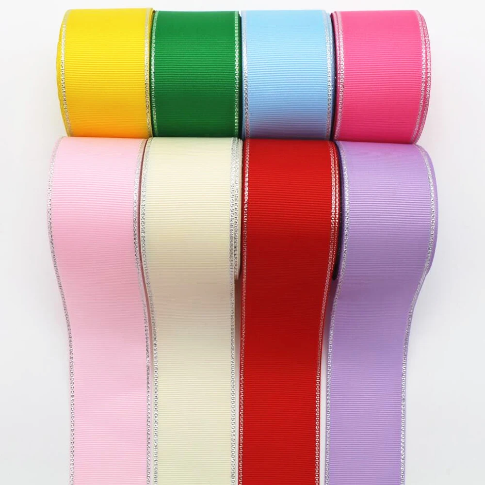 10-Yards10MM16MM25MM38MM-Silver-Edge-Ribbon-DIY-Handmade-Materials-Gift ...