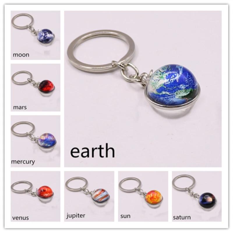 Solar System Planet Keyring Galaxy Nebula Space Keychain Moon Earth Sun ...