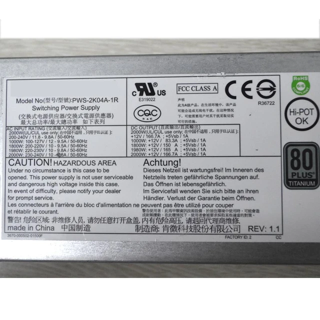 Original PSU For Supermicro 2000W Switching Power Supply PWS-2K04A-1R ...