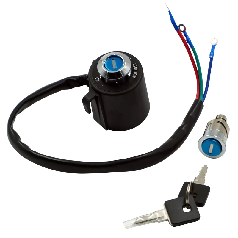 Motorcycle 3 Wire Ignition Switch Lock Set with 2 Keys for Harley ...