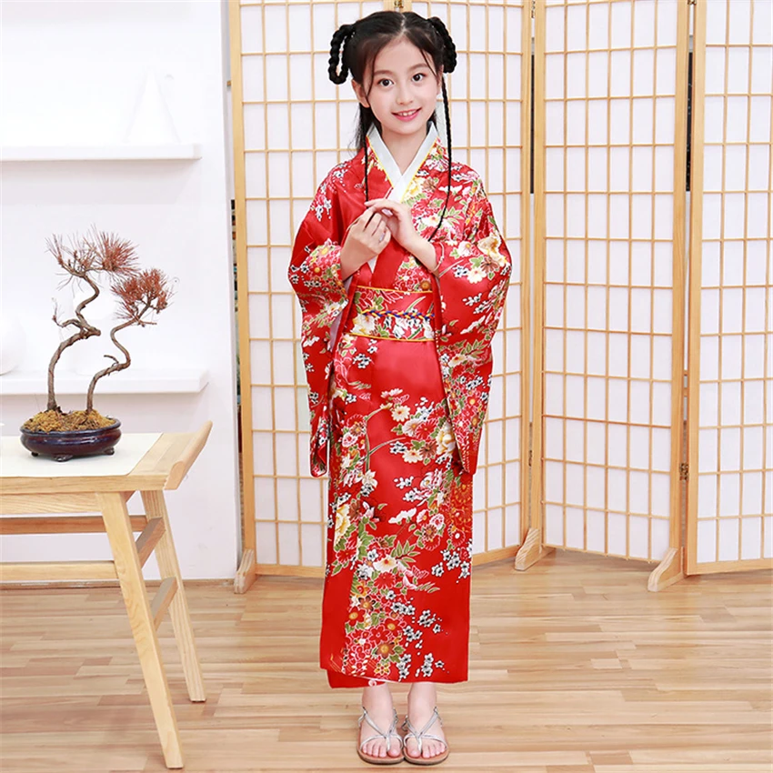 12 Colors Children Kimono Traditional Japanese Style Peacock Yukata ...
