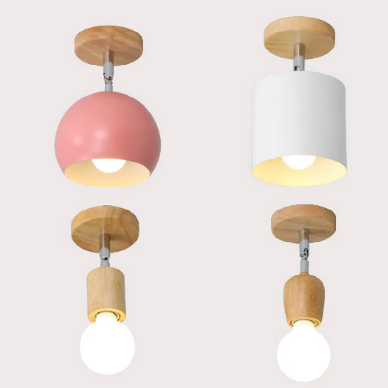 Led Decke Lichter Nordic Moderne Holz Decke Lampe E27 Bunte Für Loft ...