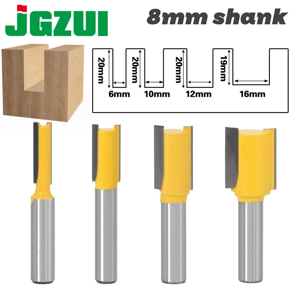 4pcs Straight/dado Router Bit - 3/8"w X20"h -8" Shank Cutter For Wood ...