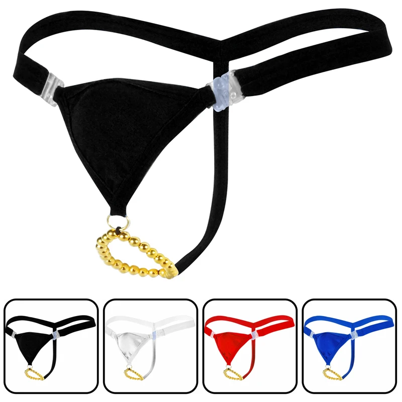 String Sexy pour hommes, anneau pénis, taille basse, entrejambe ouvert ...