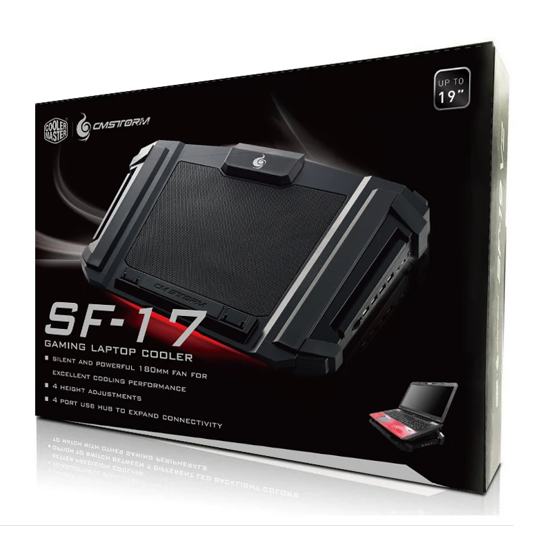 Cooler Master SF-17 Нескользящая игровая охлаждающая подставка для ноутбука с большим ...