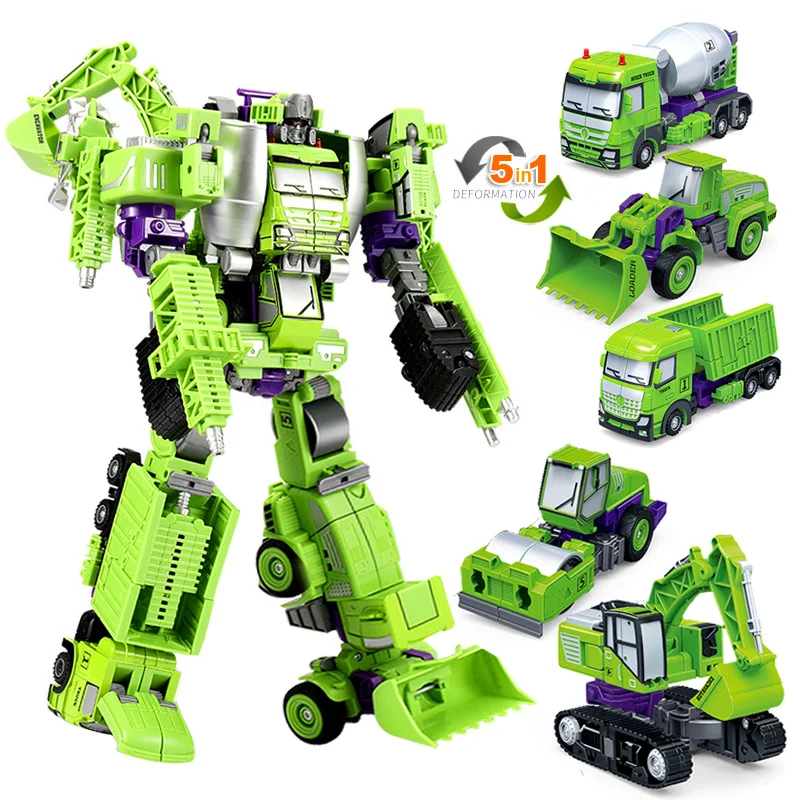 Transformation Robot Toy 5 In 1 Engineering Vehicle Model Educational ...