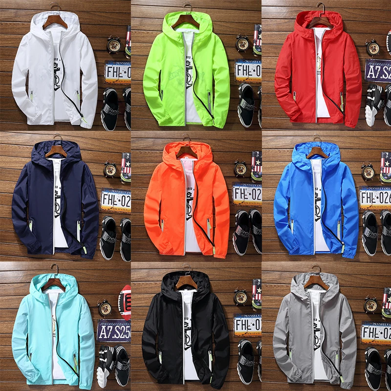 Men's Ultra Light Hooded Jacket Super Thin Windbreaker Jackets Packable ...