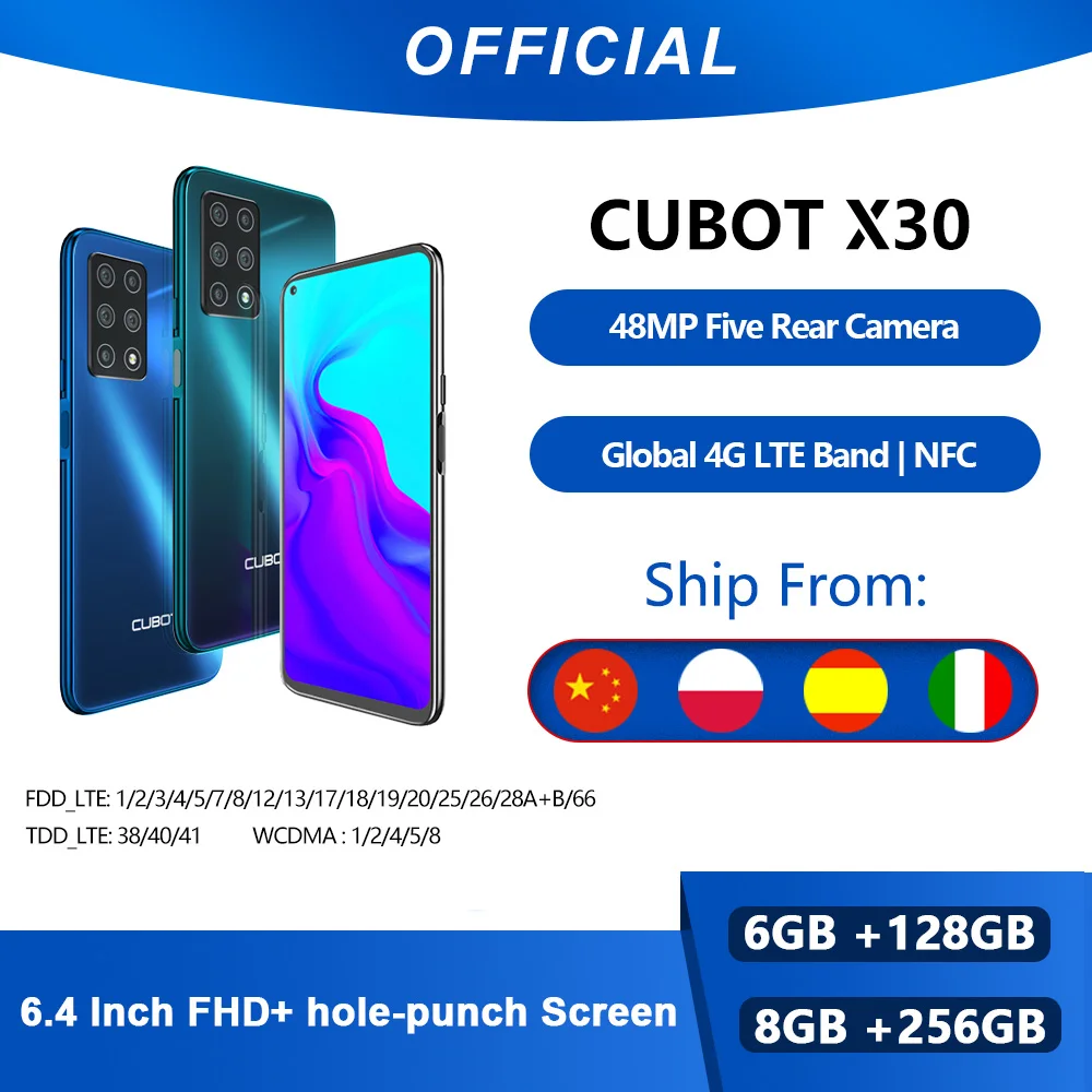 Offcial Original Cubot X30 8GB Smartphone 48MP Five Camera 32MP Selfie ...