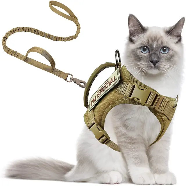 Tactical Cat Harness for Walking Escape Proof Adjustable Pet Vest ...