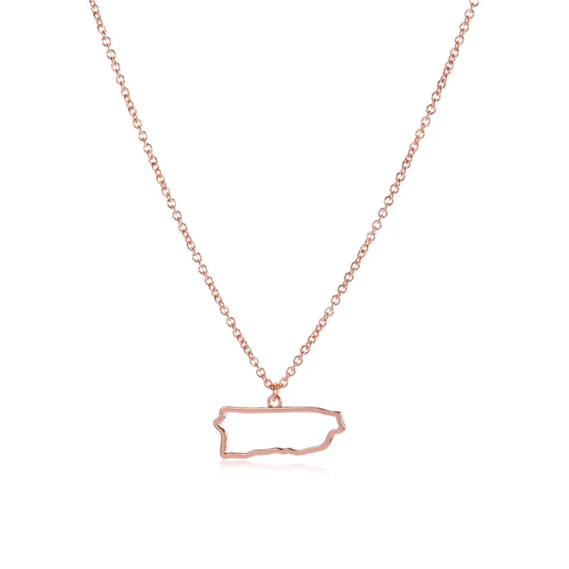 Tiny North America Caribbean Puerto Rico Map Necklace Outline Country ...