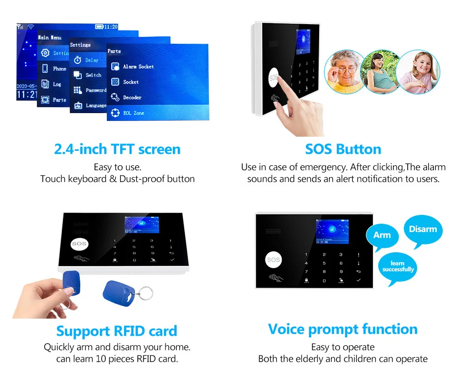 Fuers 4G GSM WIFI Alexa Tuya Smart Home Security Alarm system Kits Wireless Control Burglar ...