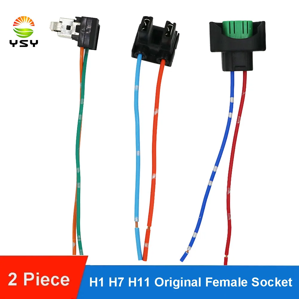 YSY 2pcs H1 H11 H7 Female Adapter Sockets pigtail Harness Plug ...