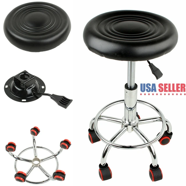 Retro Style 5 Wheels Rolling Bar Stools Hydraulic Design Adjustable ...