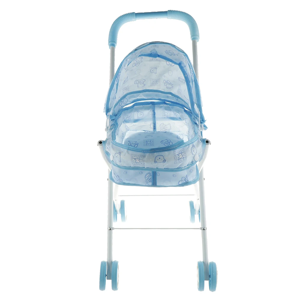Mini-Sturdy-Blue-Printed-Foldable-Doll-Stroller-with-4-Swivel-Wheels ...