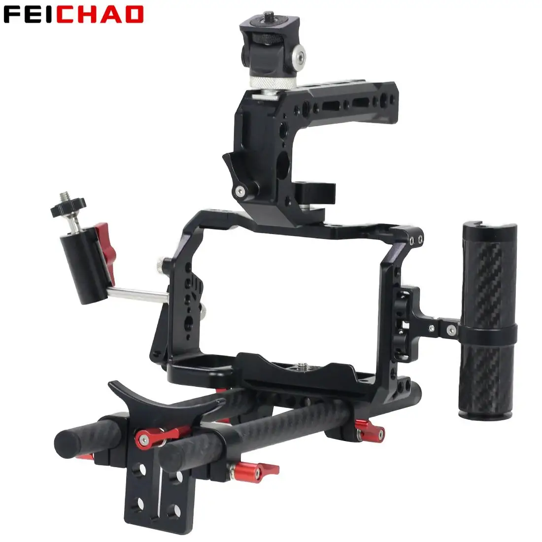 For Sony A7C Camera Housing Cage Rig Follow Focus Rail Handle Grip 1/4 ...