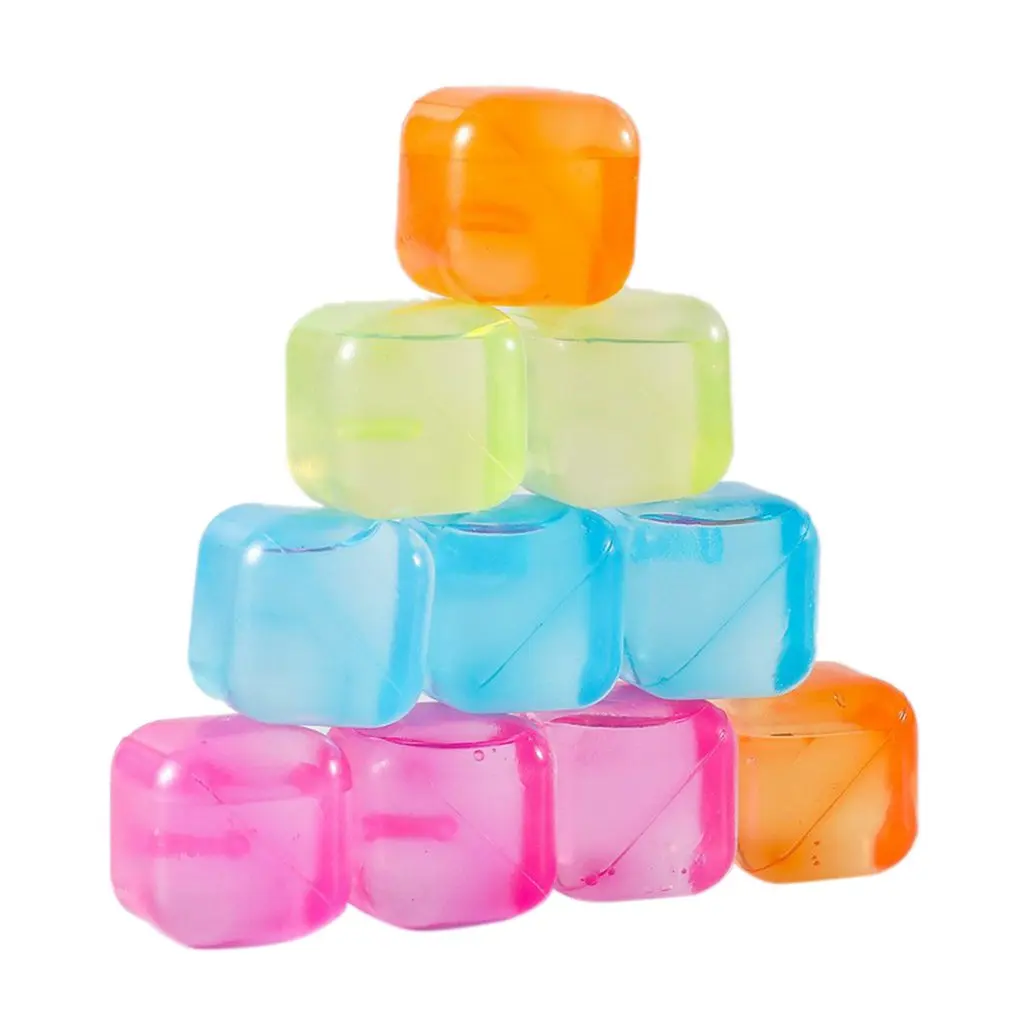 Hot-10Pcs-Ice-Cubes-Reusable-Cubes-Colorful-Chilling-Squares-Stones-For ...