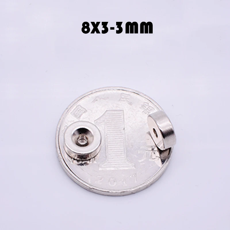 30/100 Pcs N35 Neodymium Magnet Ring 8x3mm With 3mm Hole Small Round ...