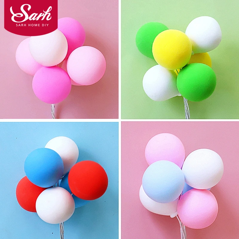 6pcs/set Colorful Pink Blue Yellow Balloon Cake Topper for Kid Birthday ...