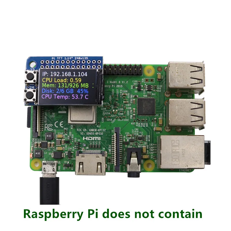 Mini Pi TFT 1.14inch 135x240 Color TFT Module Add-on for Raspberry Pi ...
