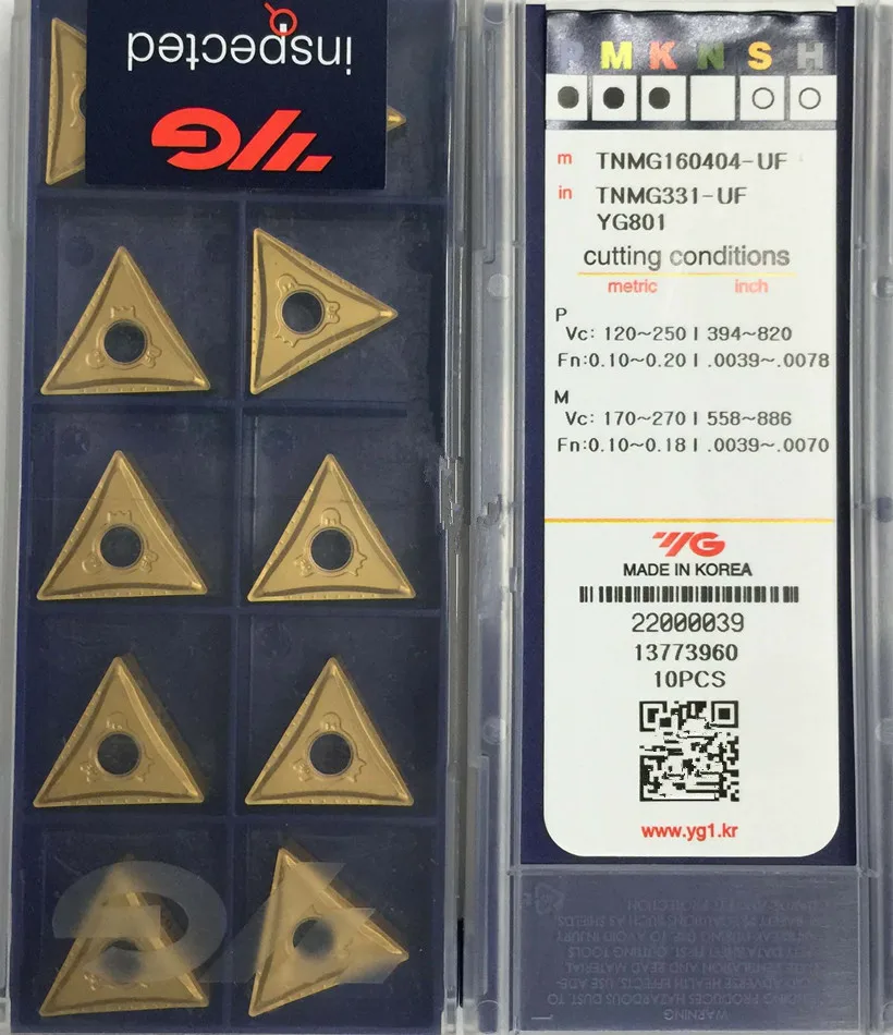 TNMG160404 UF TNMG160408 UG de TNMG160412 UR YG801 100% original, inserto de YG 1 coreano, YG801 ...