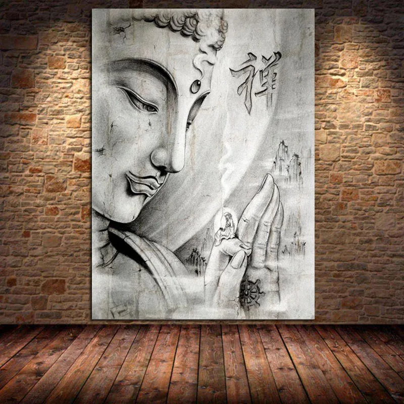 Pintura de estatua artística de Buda de Arte Moderno, póster e impresiones en lienzo, imágenes ...