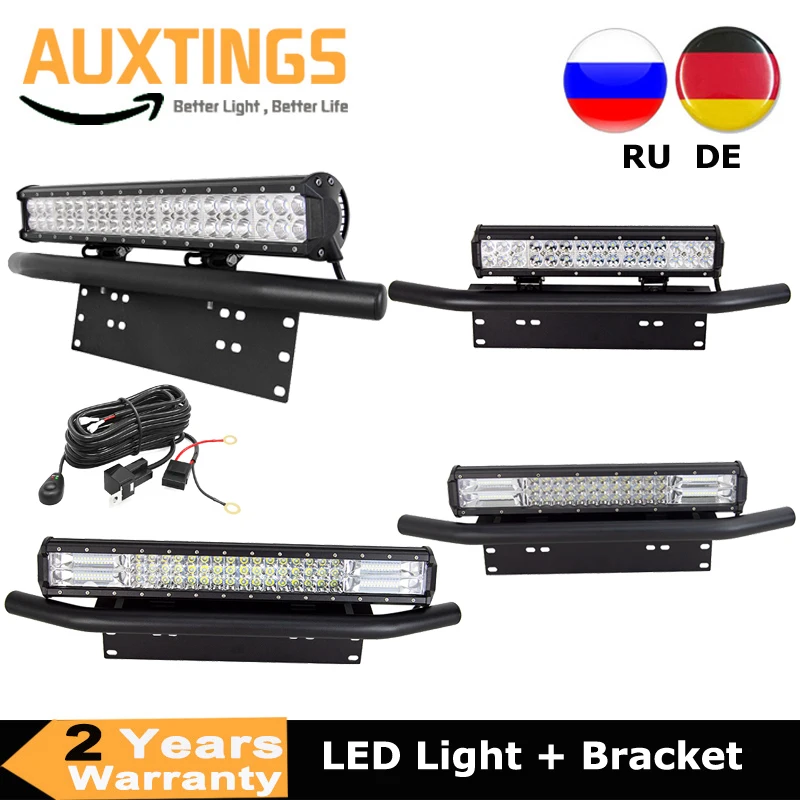 18-20-23in-126W-288W-324W-Led-Light-Bar-Bull-Bar-Front-Bumper-License ...