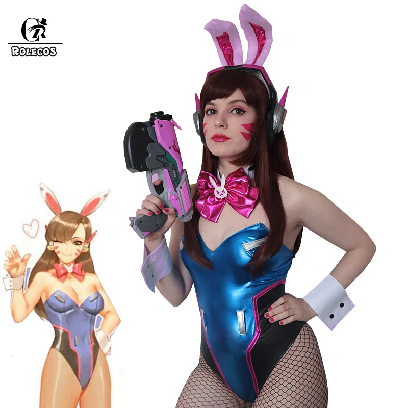 Rolecos Game Ow Dva Cosplay Sexy Costume Over Dva Watch Cosplay Leather Jumpsuit Hana Song Bunny ...