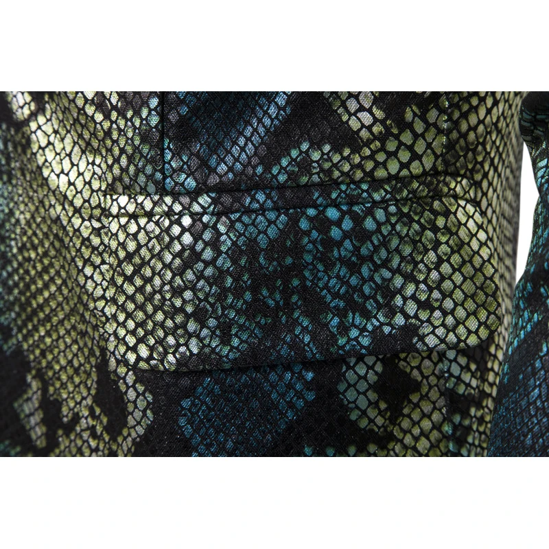 Shenrun Men Blazer Causal Jacket Green Silver Suit Jackets King Fish ...