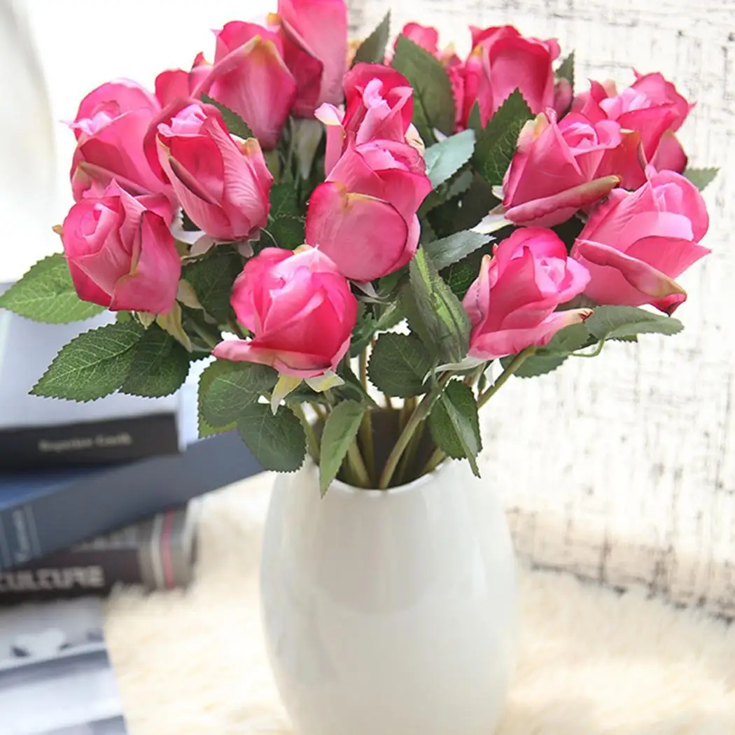 Flores artificiais única rosa simulação decoração artificial falso flor ...