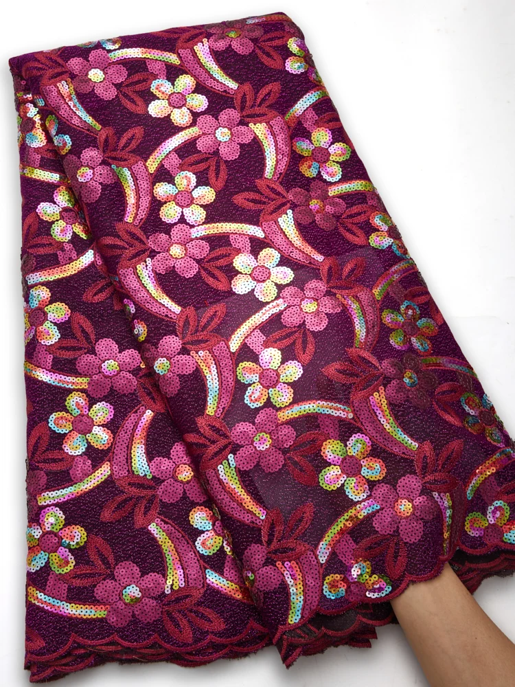 Tissu - Africain - Velours - Haute qualité - Fleurs et paillettes ...