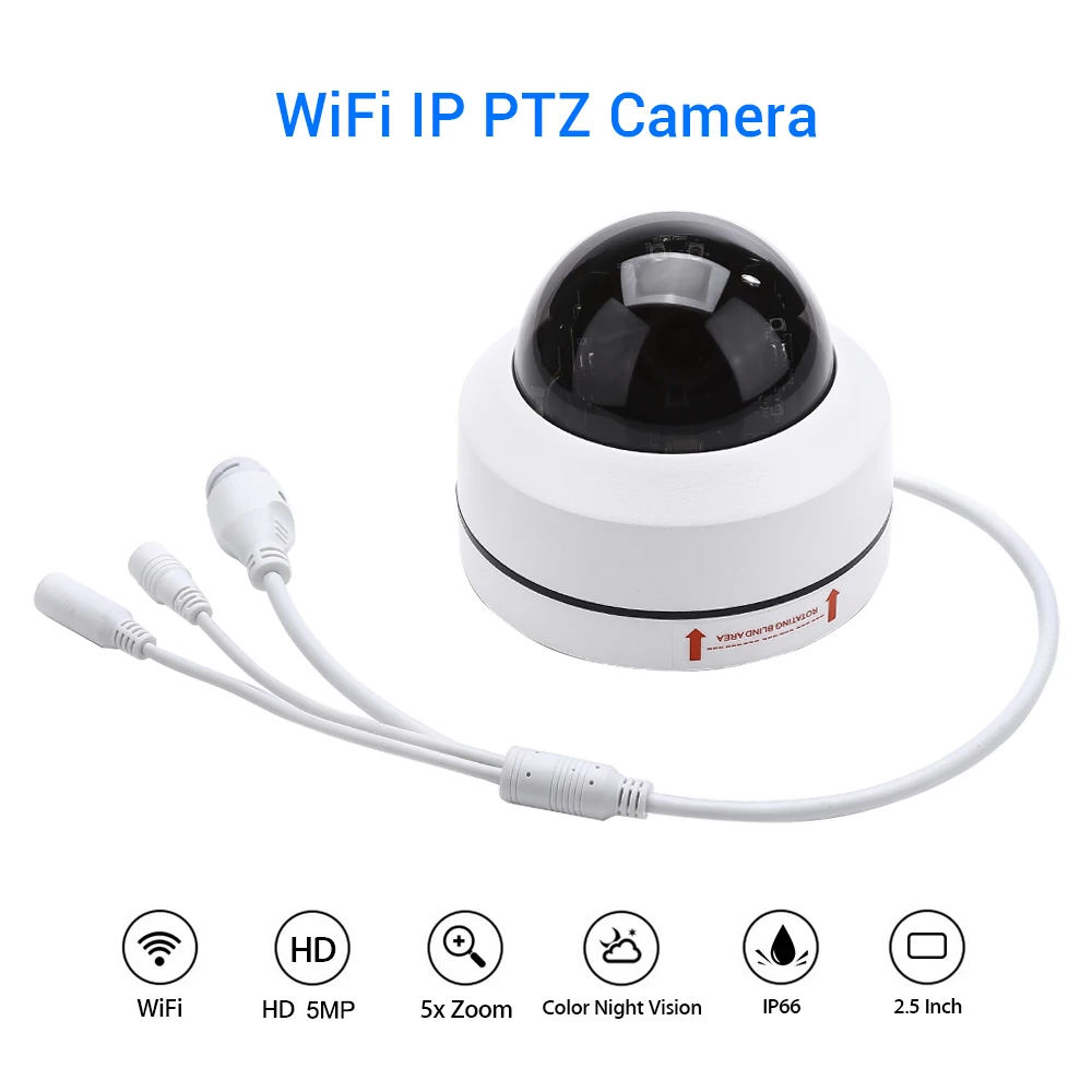 5MP HD 1080P WiFi Wireless IP PTZ Camera 5x Zoom Security Smart Outdoor ...
