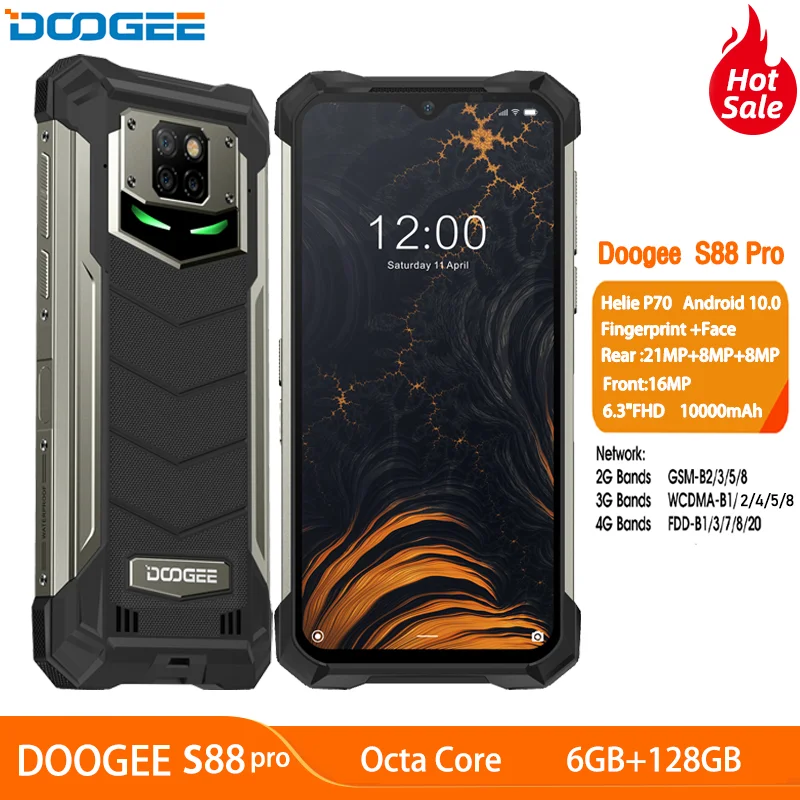 Doogee smartphone s88 pro, android 10, helio p70 octa core, ip68/ip69k ...