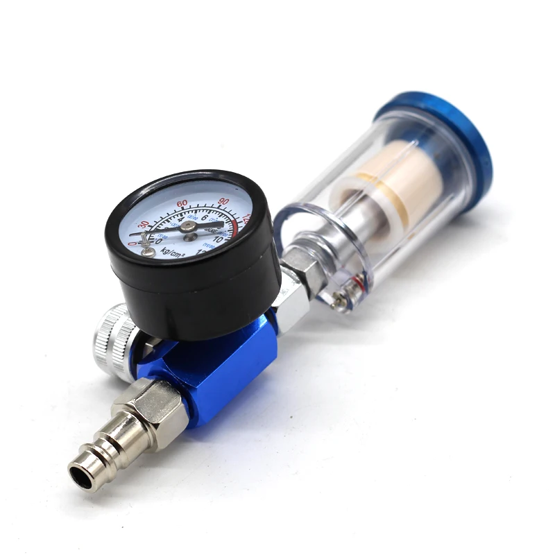 Spray Gun 1/4" Thread Scratch Mini Air Pressure Regulator Gauge Spray ...