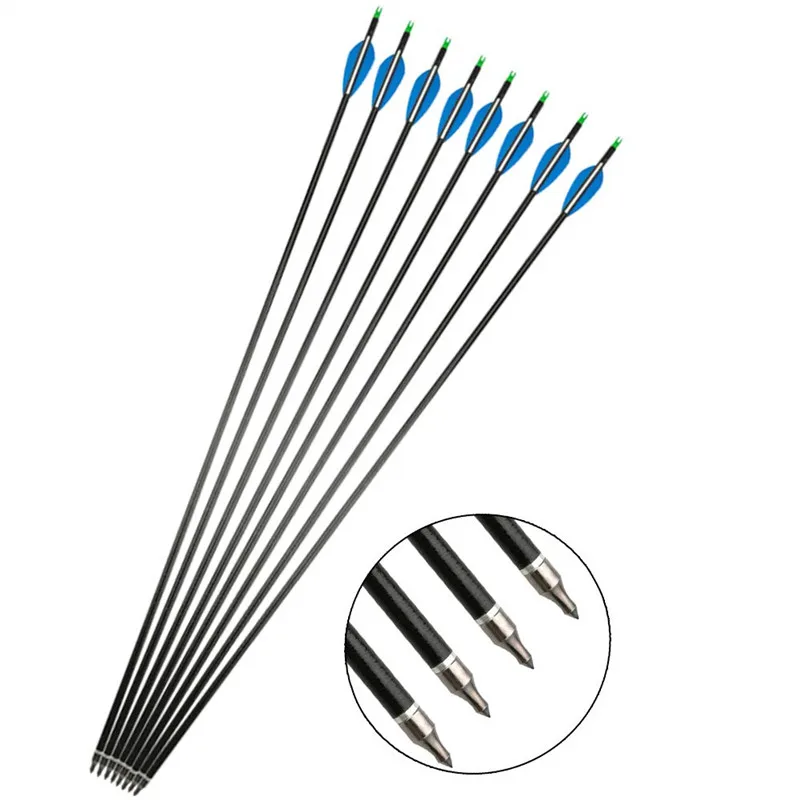 12pcs 30" Archery Fiberglass Arrows Spine 500 Hunting Glassfiber Arrows ...
