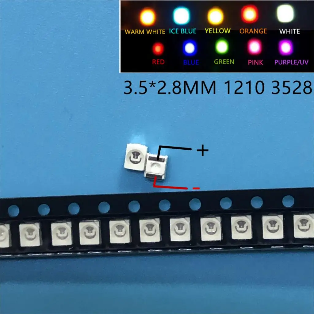 Díodos de led 100 smd, diodo 2835 smd, kit de diodo led 3528 smd, verde ...