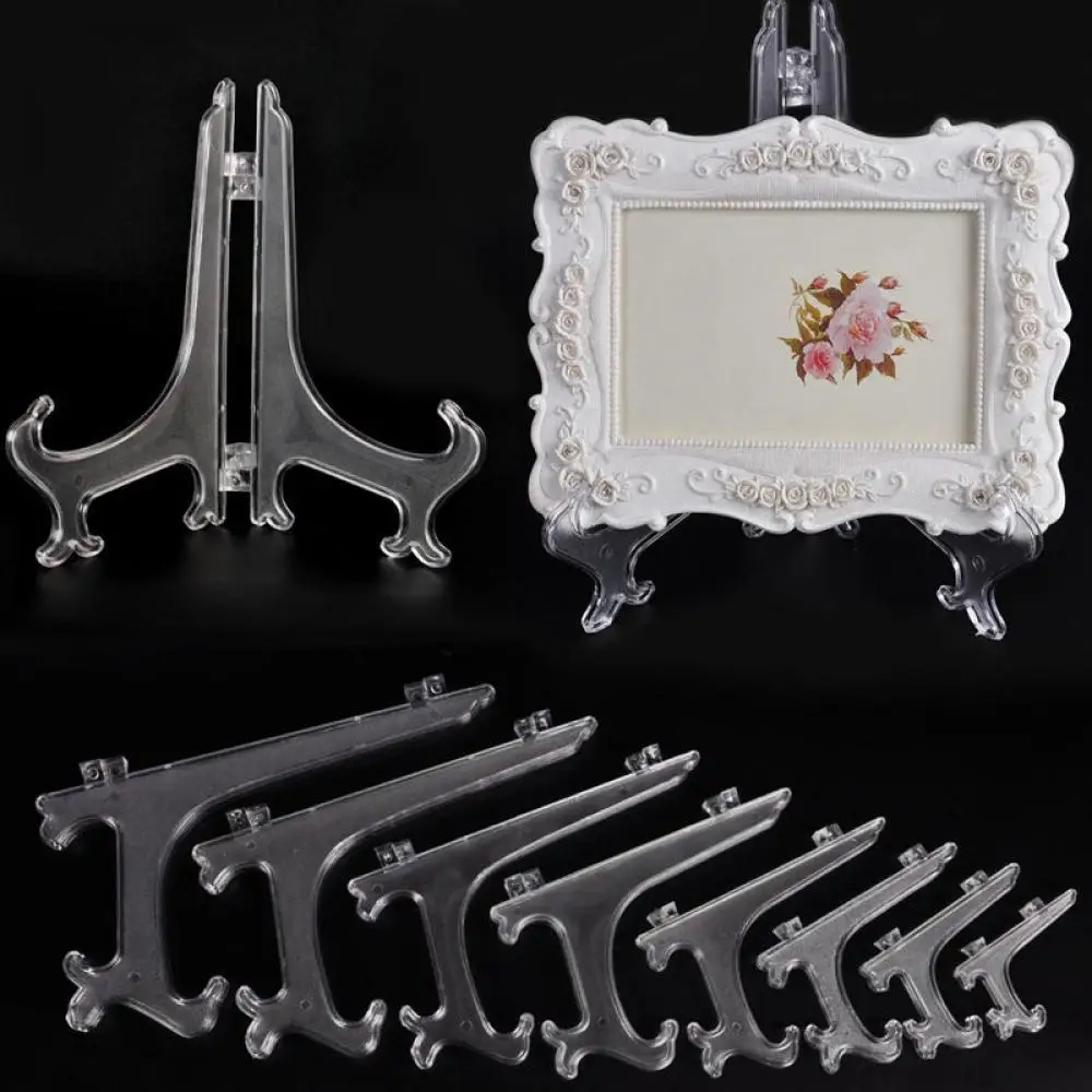 1pc 3/5/7/9inch Fashion Clear Plastic Plate Display Stand Picture Frame ...