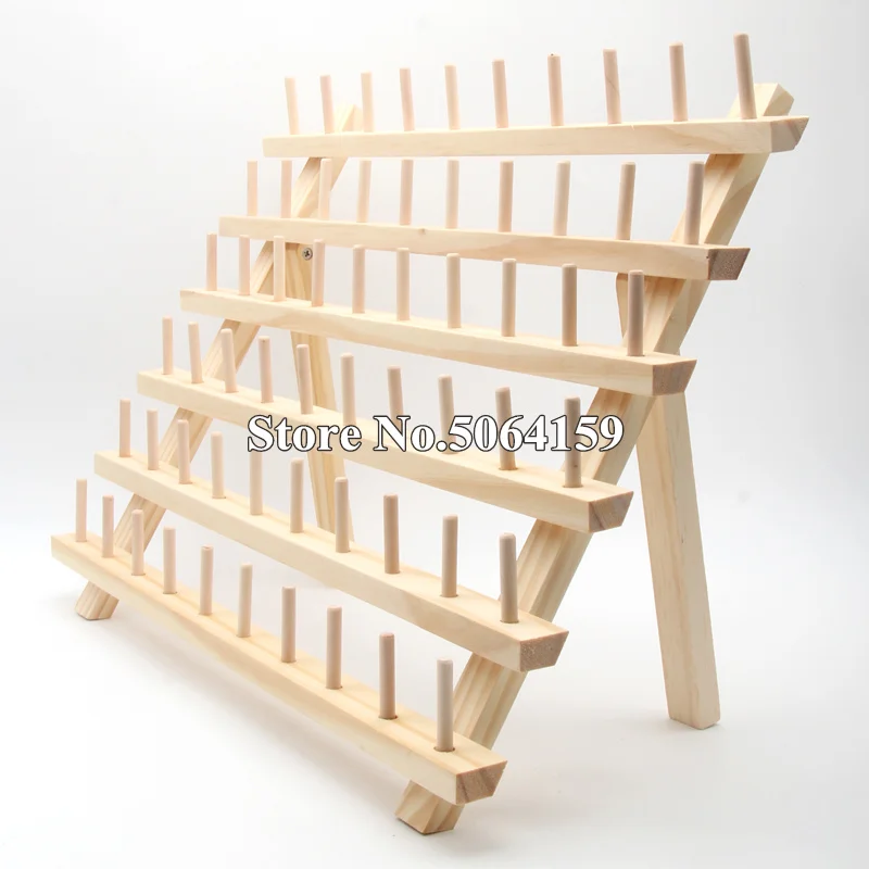 60-Spool-Thread-Rack-Sewing-Embroidery-Organizer-Natural-Wood-for ...
