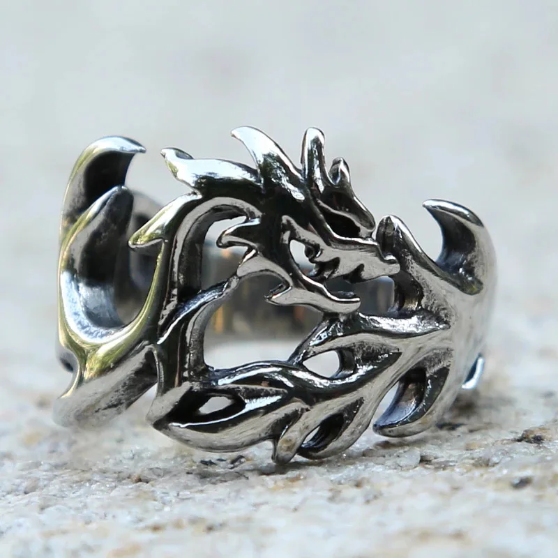 Unique Fire Dragon Rings For Men And Women Fashion Gold Silver Color ...