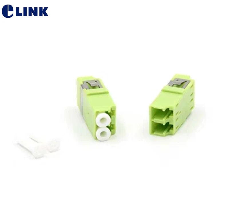 100pcs LC UPC duplex OM5 flangeless fiber optic adapter Lime Green LC ...